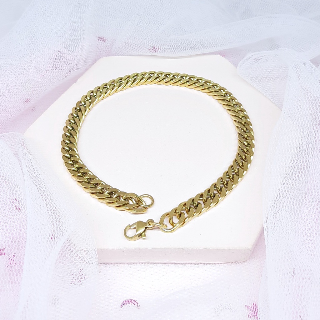 Jual Gelang Titanium Asli Sisik Naga Rantai Polos Rose Gold Anti Karat ...