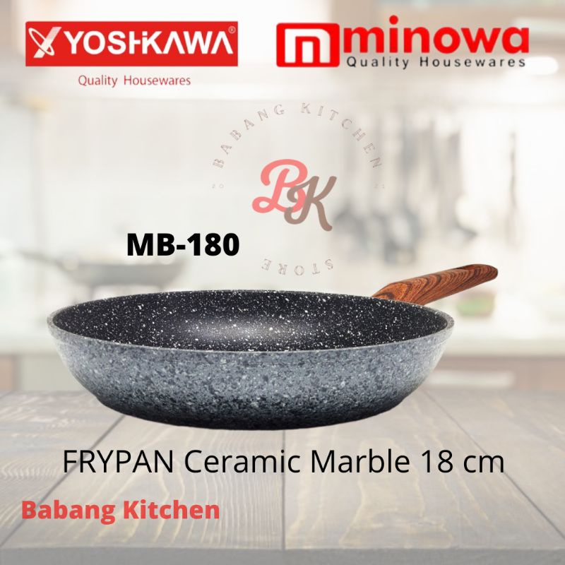 Jual yoshikawa/minowa MB 160 // frypan marble 16 cm gagang coklat soft tuch // bisa di kompor ...