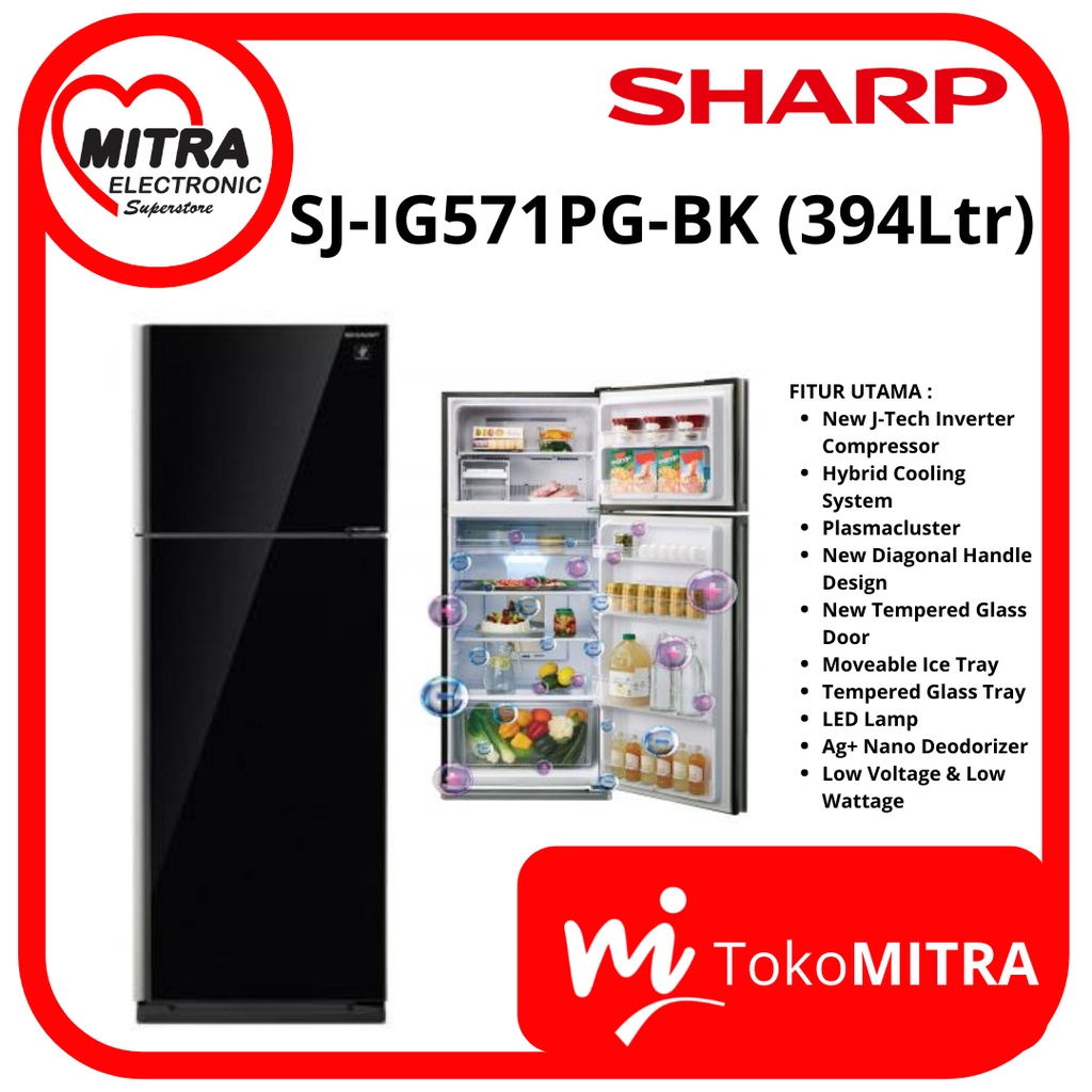 Jual LEMARI ES 2 PINTU SHARP SJ-IG571PG-BK (394 Ltr) | Shopee Indonesia