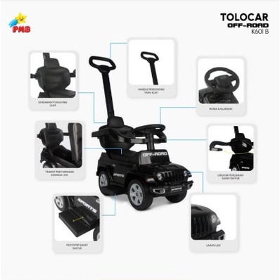 Jual Mainan Mobil Listrik PMB Anak Duduk Balita ToloCar Offroad K601 A ...
