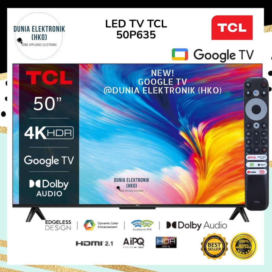 Jual LED TV TCL 50P635 GOOGLE TV 50 INCH 50" SMART TV 50 INCH 4K UHD ...