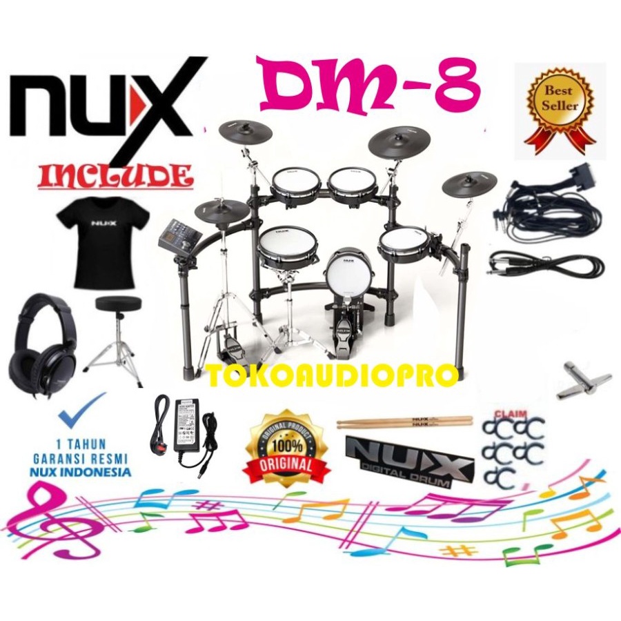 Jual Nux DM8 Digital Drum Set Nux DM-8 with All Mesh Head By Remo | Shopee Indonesia
