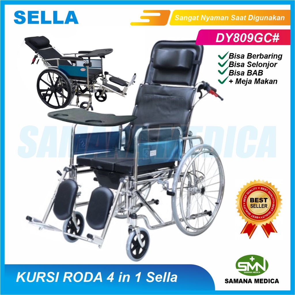 Jual Kursi roda Sella KY608GC 4 in 1 4in1 Berbaring Selonjor BAB + Meja ...