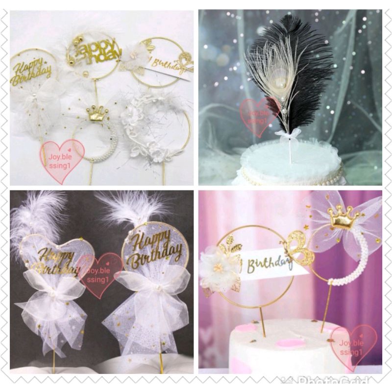 Jual TOPPER BULU PUTIH mutiara hitam topper kue | Shopee Indonesia