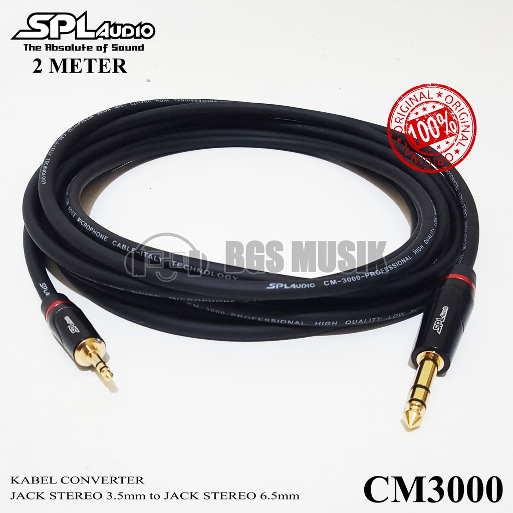 Jual Kabel Aux In Original 2m - Kabel Jack 3.5mm Stereo to Jack 6.5mm Stereo Original SPL ...