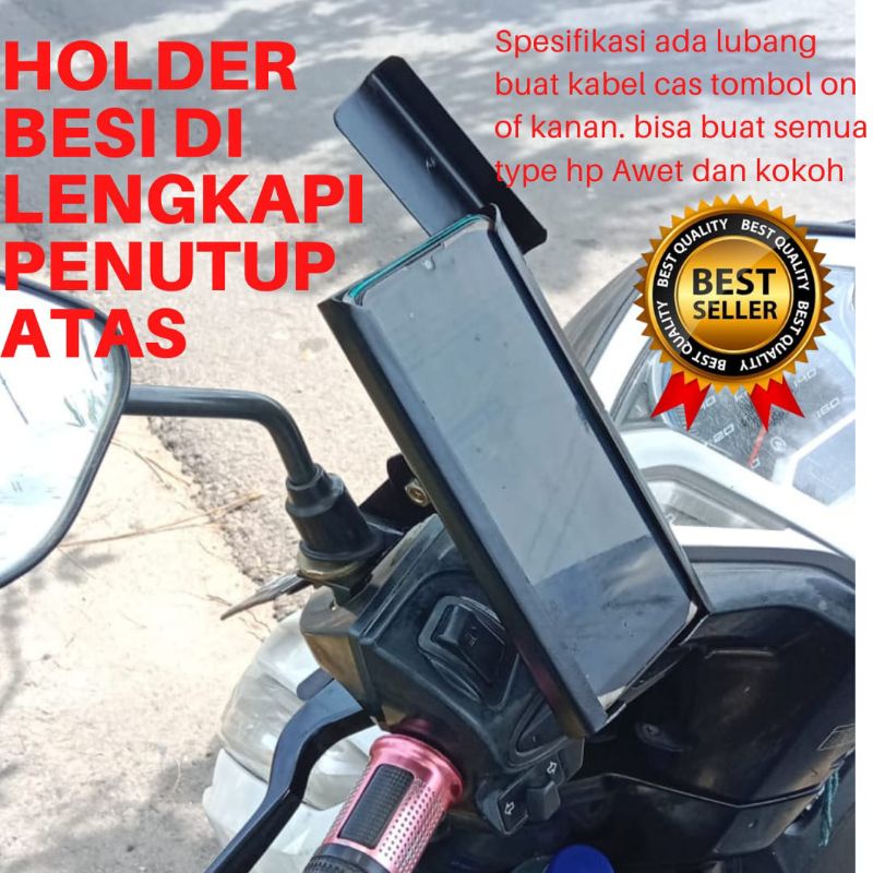 Jual holder hp motor besi spion stang universal Maxim gojek grab ojol ...