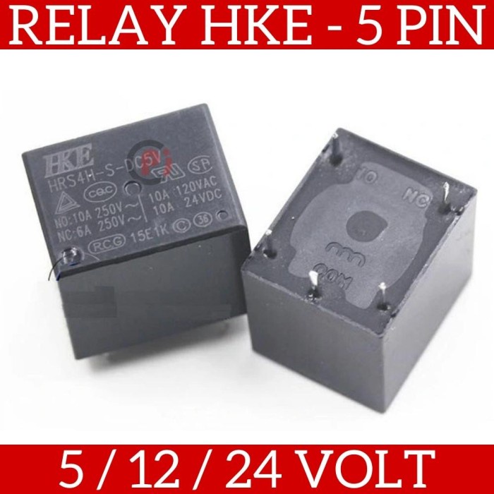 Jual HKE Relay SPDT 5 Pin 8P 5V 12V 24V 5 12 24 Volt Single Pole ...