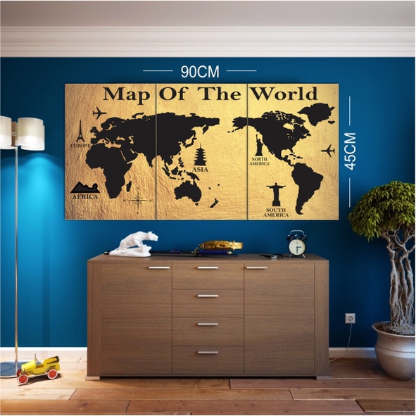Jual hiasan dinding kayu World Map Peta Dunia dinding rumah estetik ...