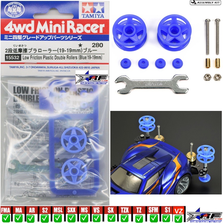 Jual TAMIYA 15532 LOW FRICTION PLASTIC DOUBLE ROLLERS (BLUE/19-19mm ...