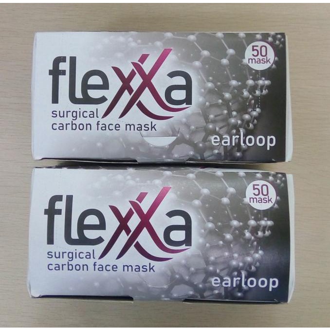 Jual Masker 4 ply surgical Carbon face mask Earloop Flexxa isi 50 pcs ...