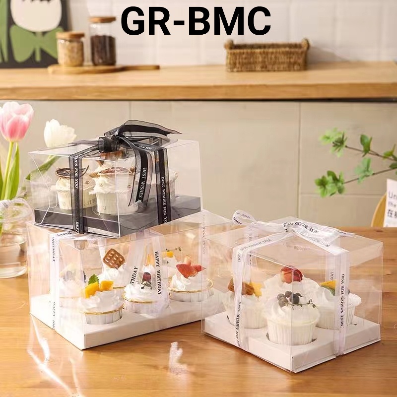 Jual GR-BMC Box kotak glass dus mika box kue cupcake roll mini cake ...
