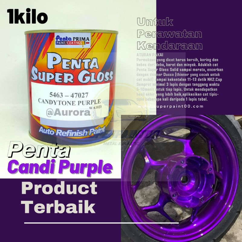 Jual Cat Candytone Purple 1Kg Penta Super Gloss Candy Tone Ungu Parpel ...