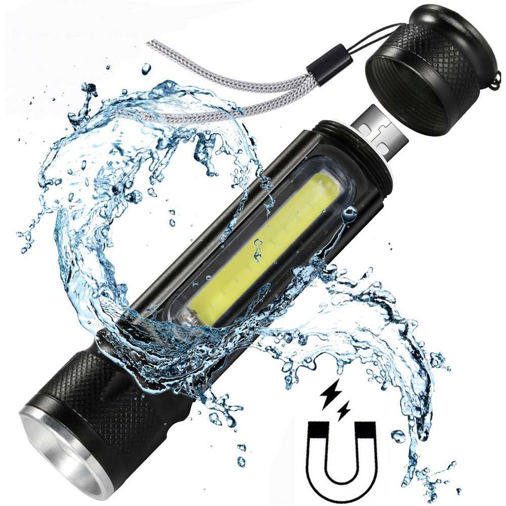 Jual Senter LED Lantera USB Rechargeable Cree XML T6 + COB Cahaya 2300 ...