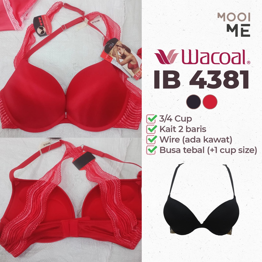 Jual Wacoal Mood IB 4381 Bra Push Up 3/4 Cup Wire (Ada Kawat) Busa Tebal Back Lace (Renda ...
