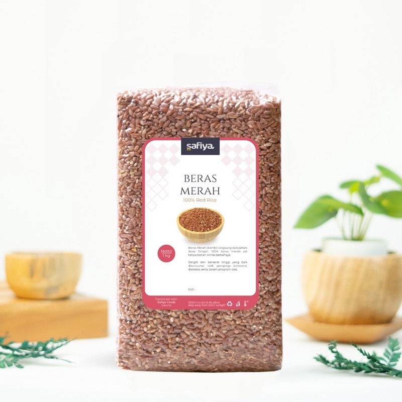 Jual beras merah organik 1kg safiya tanpa bahan kimia red rice | Shopee ...