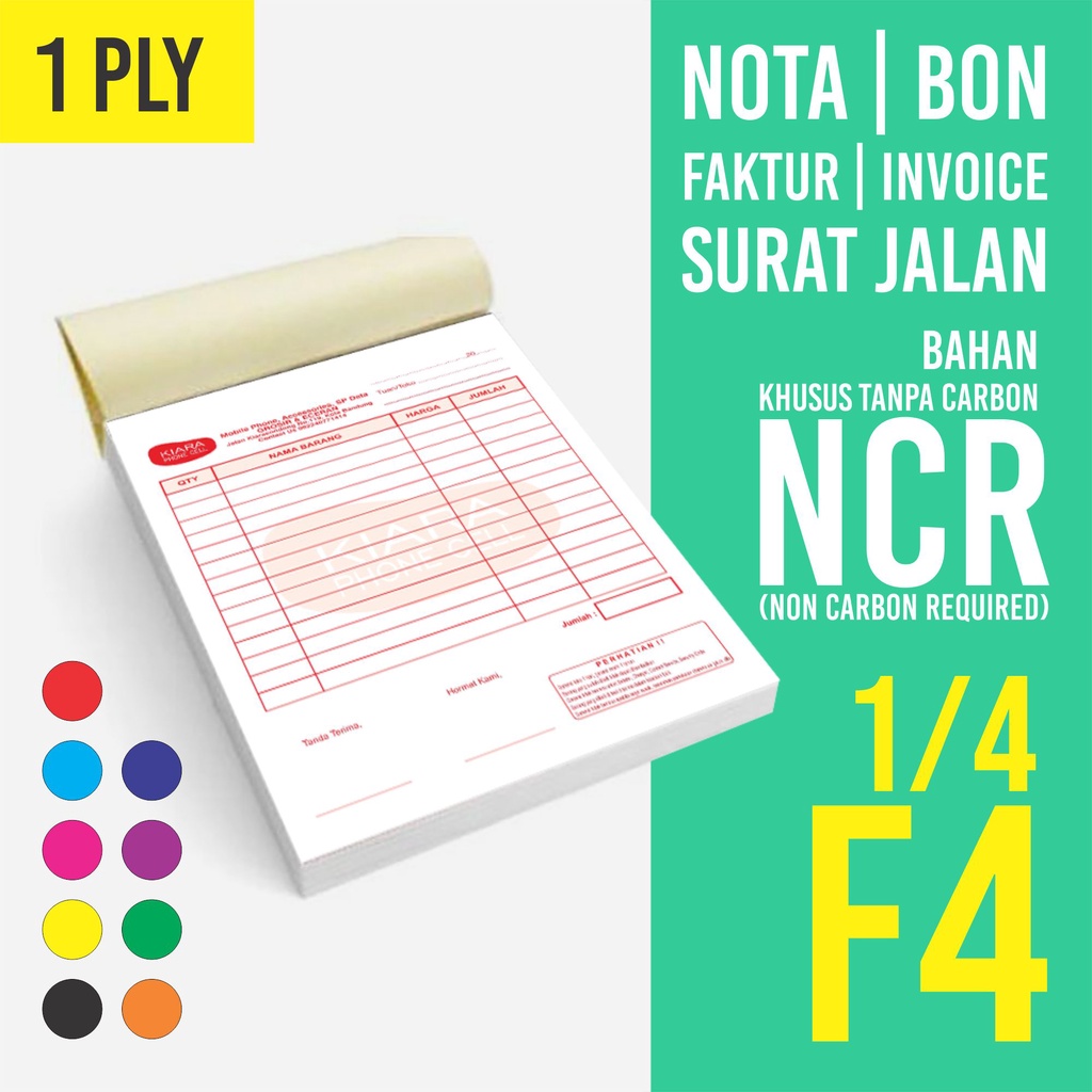 Jual BUKU NOTA BON 1/4 F4 1PLY CUSTOM | Shopee Indonesia