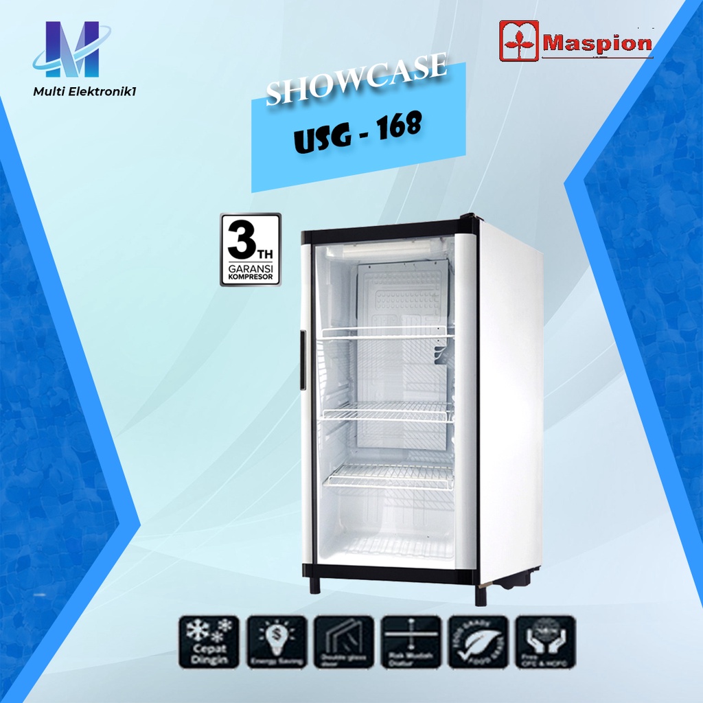 Jual MASPION Display Showcase 168 Liter USG168ND / Cooler Display 140 ...