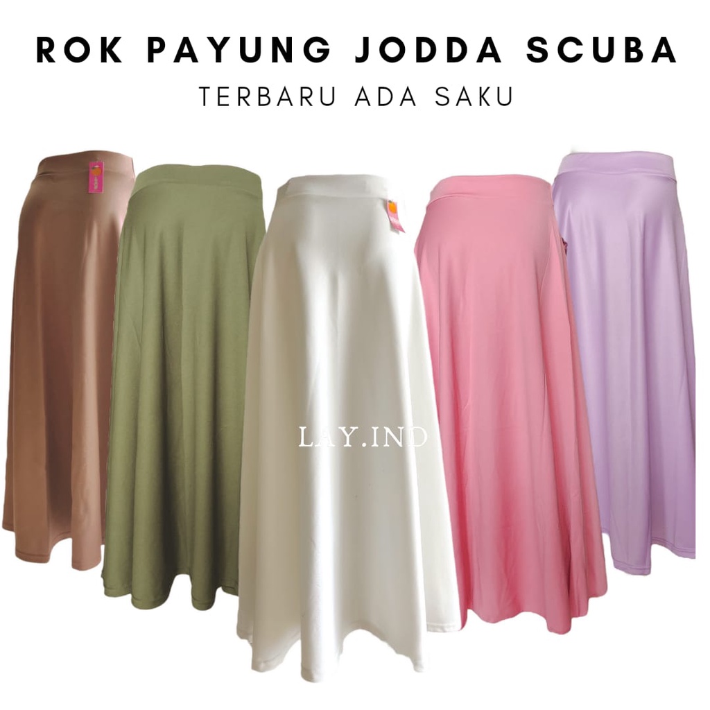 Jual New Rok Jodda Ada Saku // Rok Scuba Payung Wanita // Bisa Cod ...
