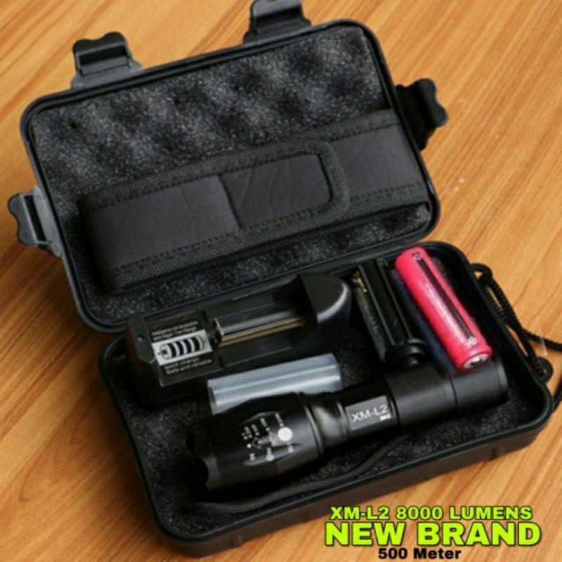 Jual Senter SWAT LED Police Flashlight / Paket Senter Swat XM-L2 8000 ...