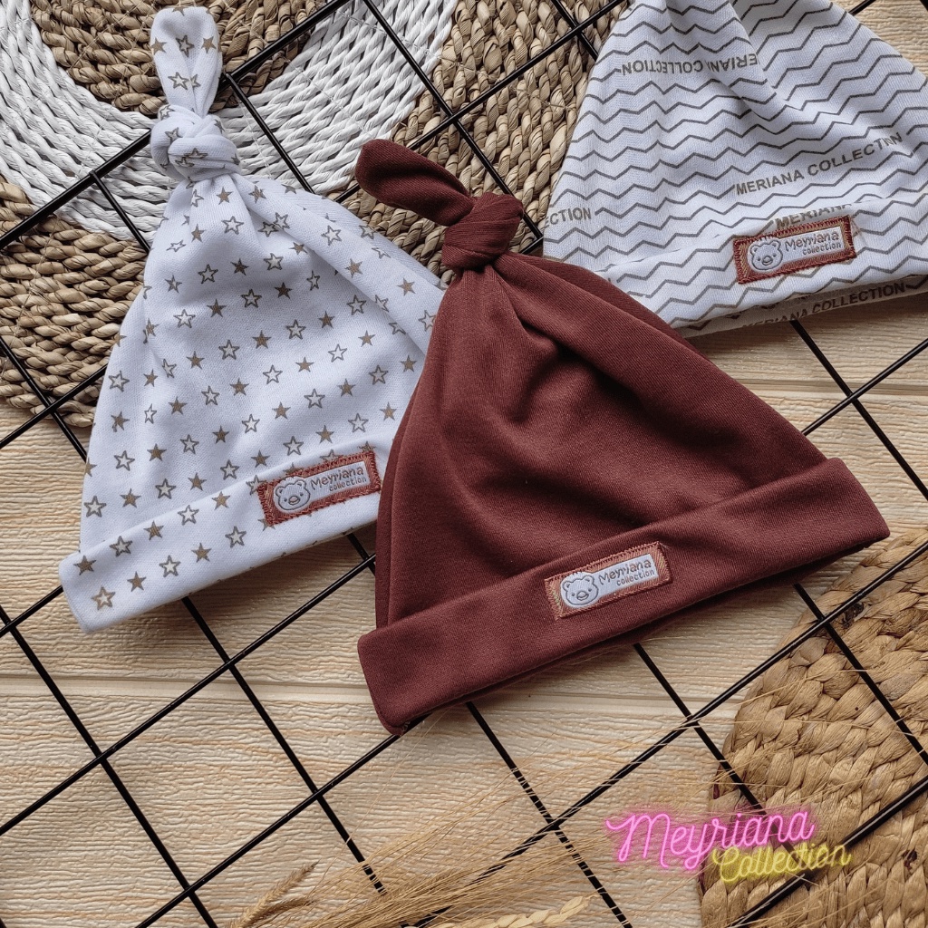 Jual 3 PCS Topi Bayi Kupluk Bayi Baru Lahir Seri Coklat Lucu Usia 0-3 ...