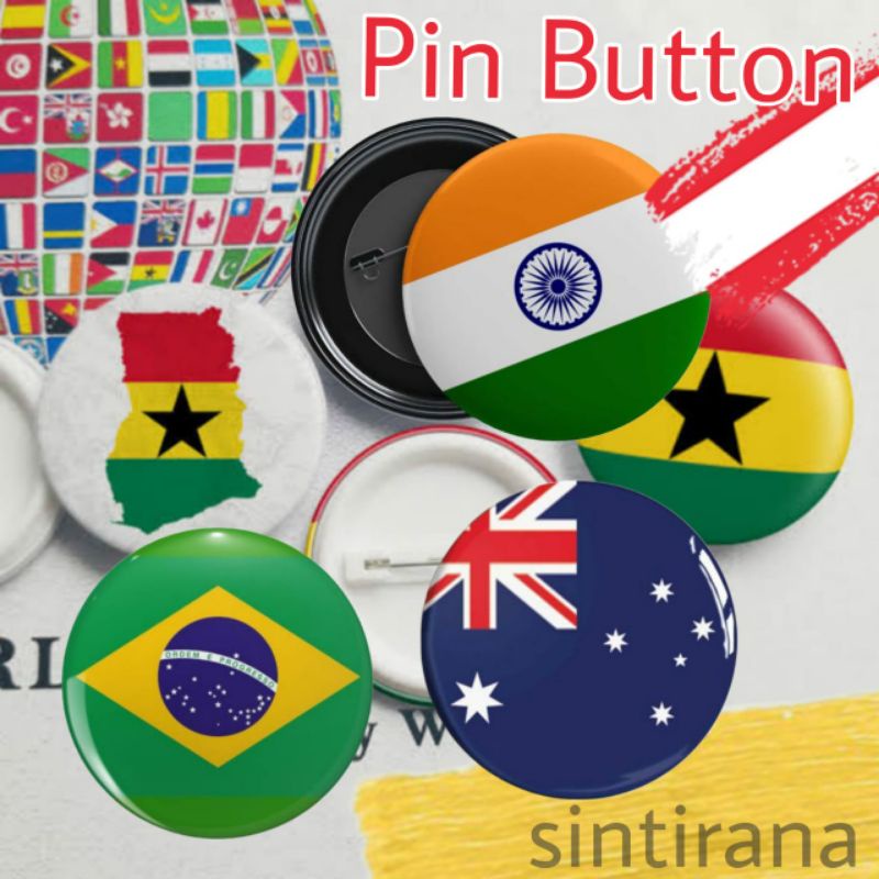 Jual Pin Bendera Negara Dunia Pin Button Flag | Shopee Indonesia