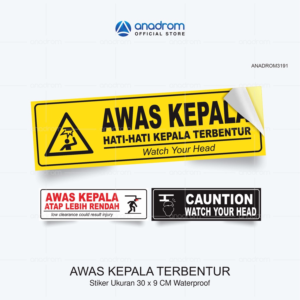 Jual Stiker Awas Kepala Terbentur I Size 30x9 Cm I Anadrom 3191 ...