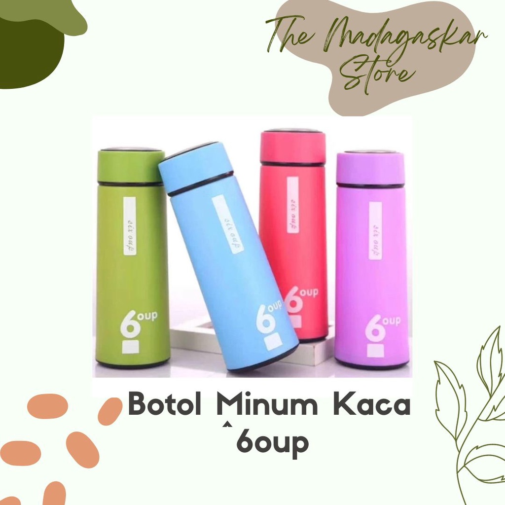Jual BOTOL MINUM KACA SIX OUP 500ML / BOTOL MINUM KACA 6OUP COVER ...