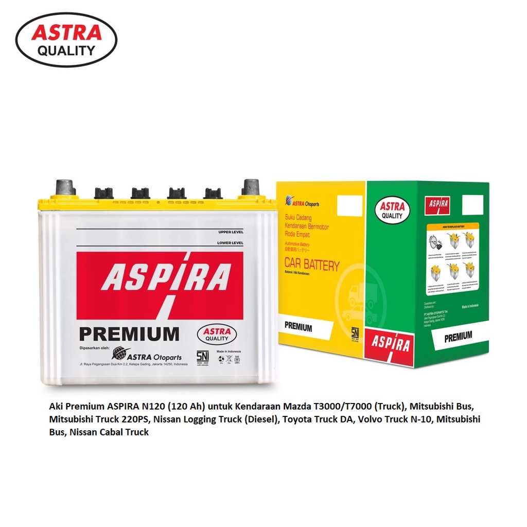 Jual Aki Premium ASPIRA N120 (120 Ah) untuk Kendaraan Mazda T3000/T7000 ...