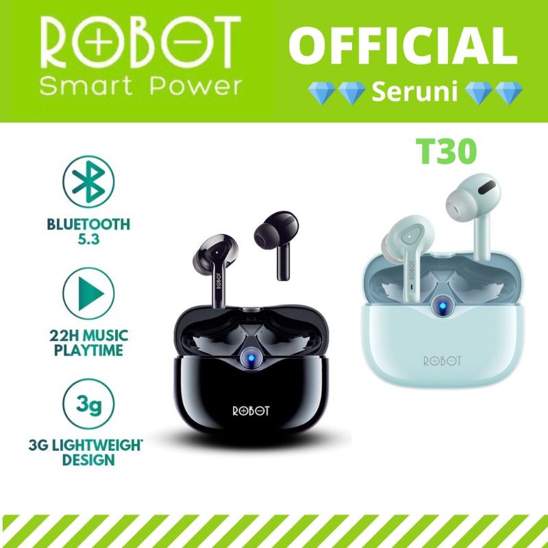 Jual ROBOT T30 HEADSET BLUETOOTH 5.3 EARPHONE AIRBUDS TRUE WIRELESS ...