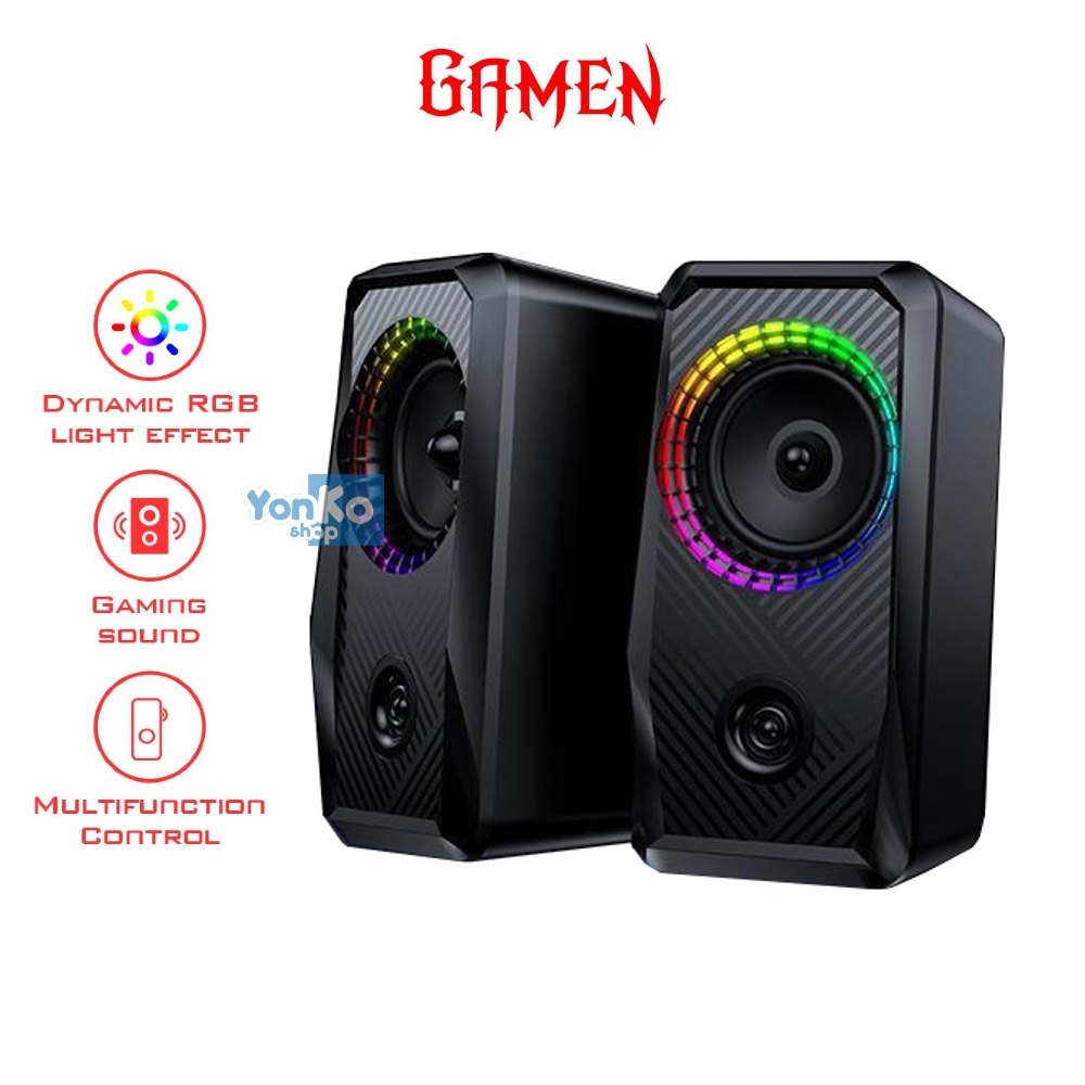 Jual Gaming Speaker GAMEN GS5 Gaming Soundbar Super Bass Portable RGB ...