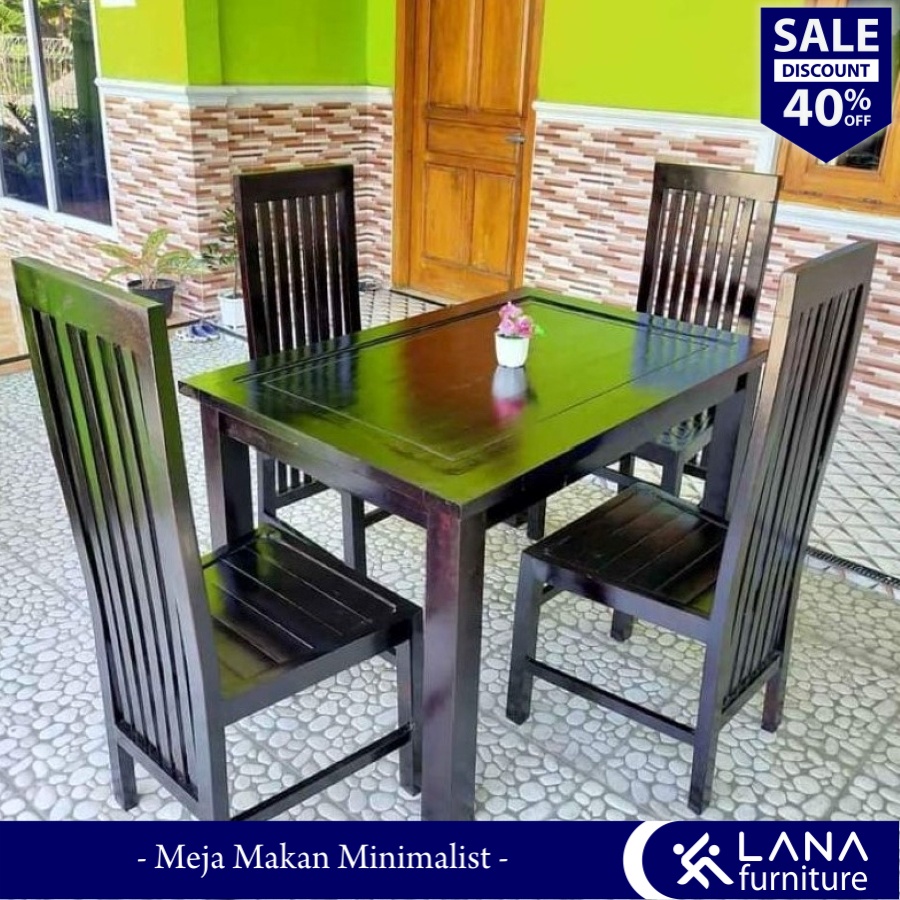 Jual Meja Makan Balero Minimalis kayu Jati 4 Kursi | Shopee Indonesia