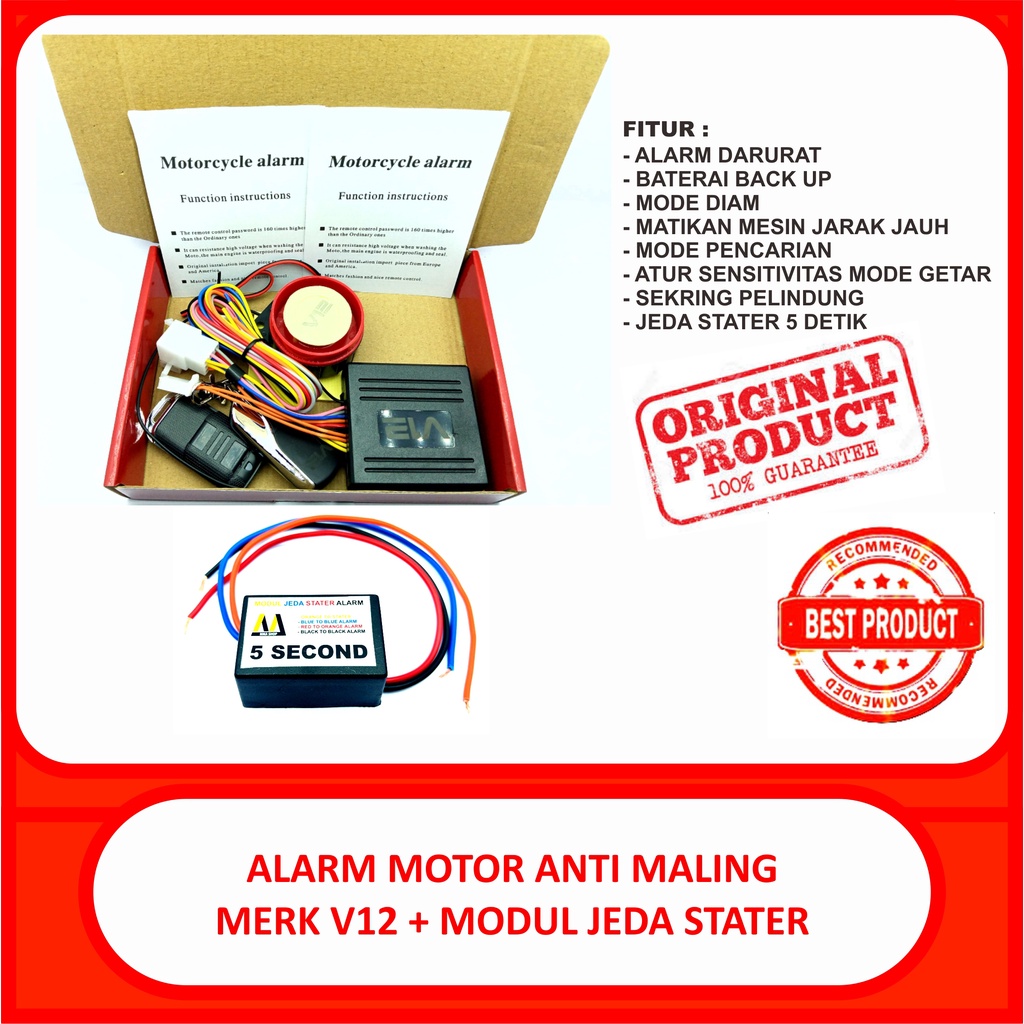 Jual alarm motor V12 injeksi | Shopee Indonesia