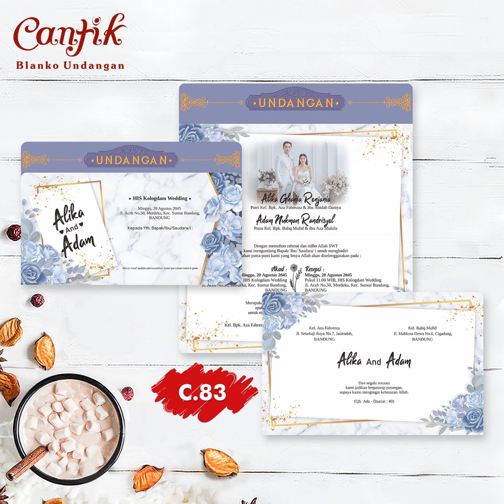 Jual Blangko Undangan atau Kertas Undangan Pernikahan CANTIK 83 dengan ...