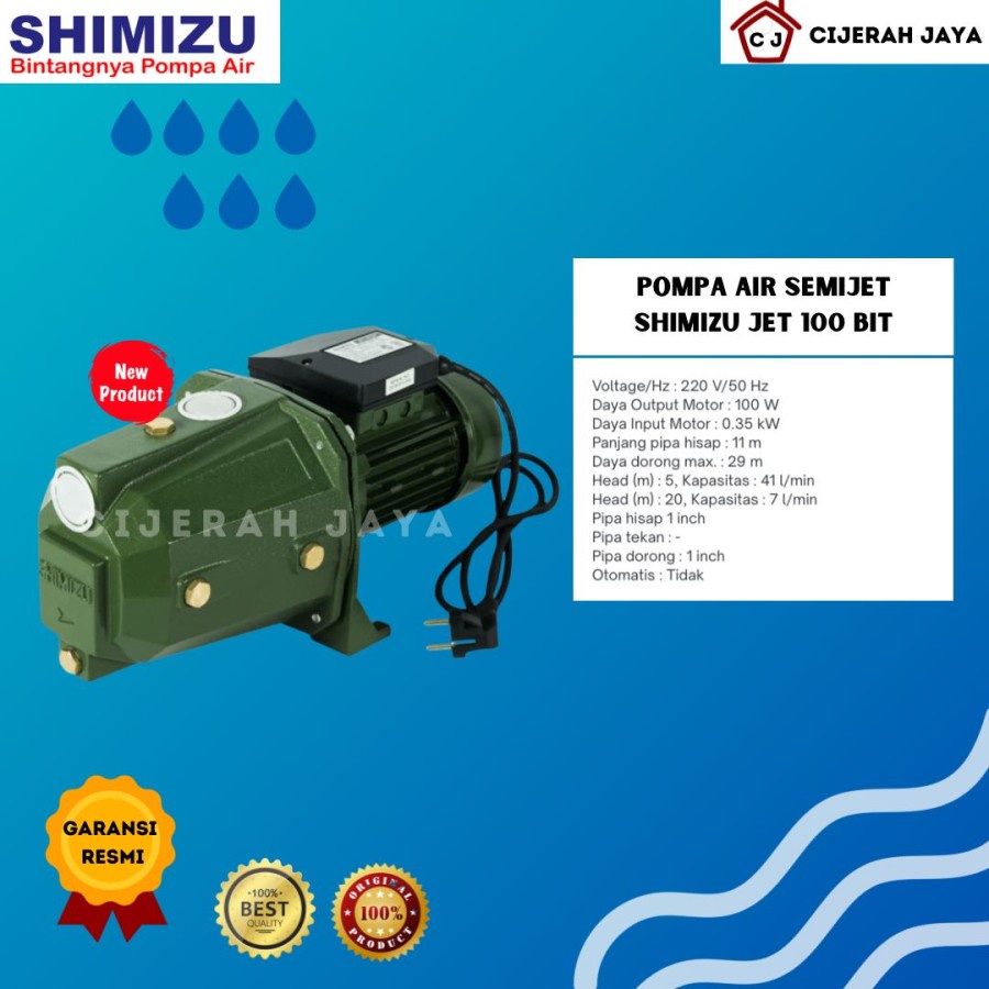 Jual POMPA AIR SHIMIZU JET 100 BIT / SEMI JET100BIT POMPA SHIMIZU JET-100BIT | Shopee Indonesia