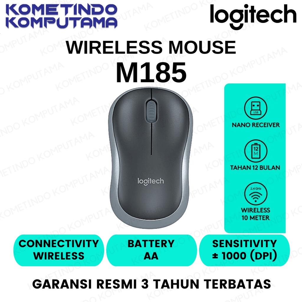 Jual M185 Swift Grey Logitech Mouse Wireless Compact untuk Windows, Mac ...