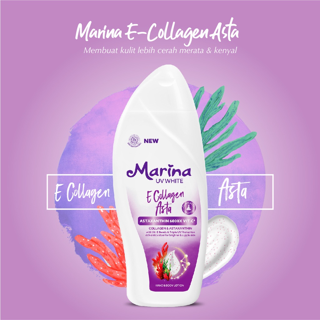 Jual Marina UV White Hand & Body Lotion E Collagen Astaxanthin 460 ml | Shopee Indonesia