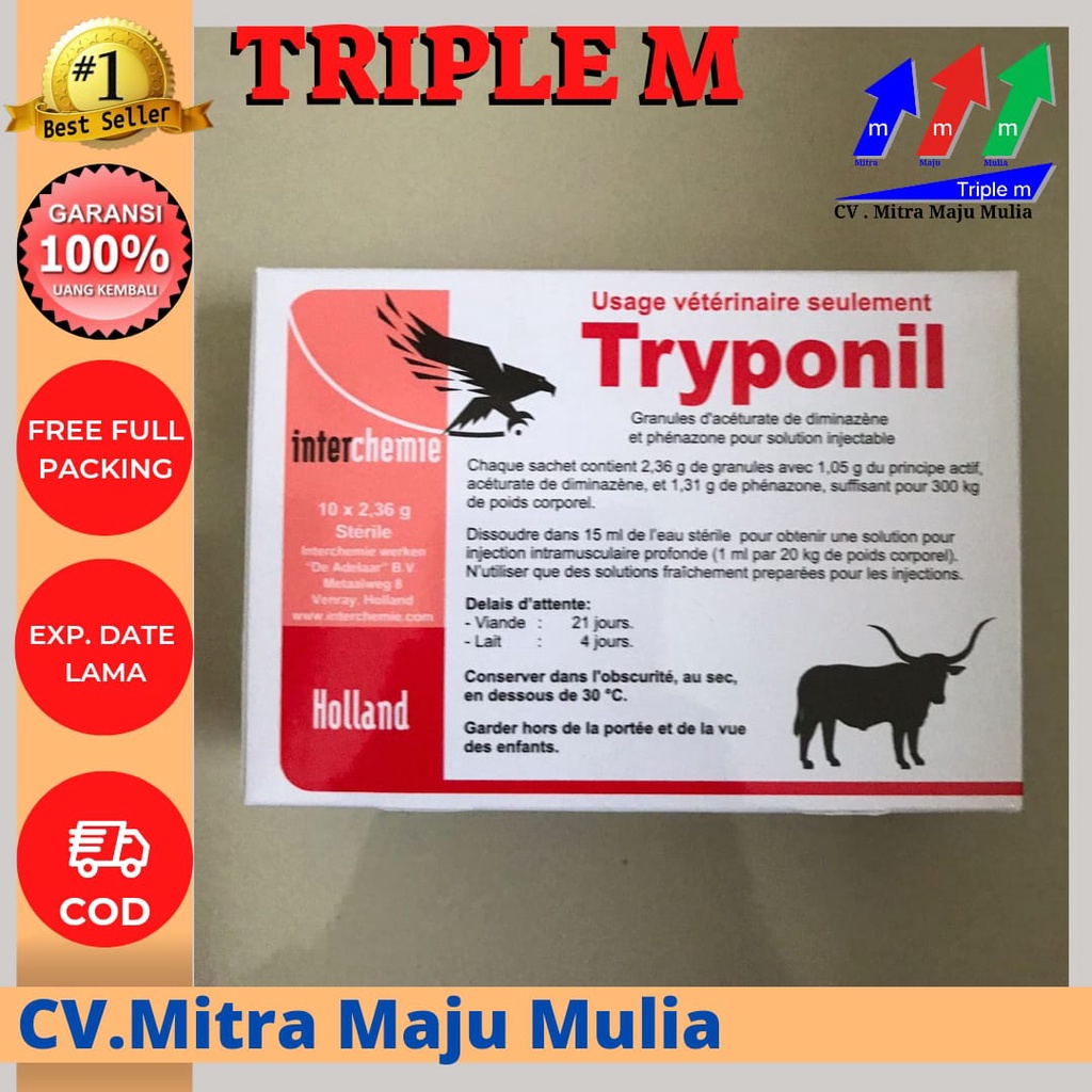 Jual TRYPONIL MMM 1 Sachet - Obat Surra Babesiosis Theileriosis Hewan ...