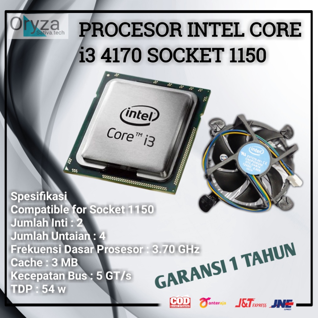 Jual PROCESOR INTEL CORE i3 4170 SOCKET 1150 TRAY+FREE FAN GARANSI 1 ...