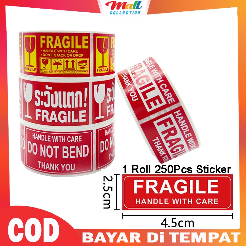 Jual MALL - Fragile 250Pcs 1 Roll Stiker Awas Pecah Sticker Jangan ...