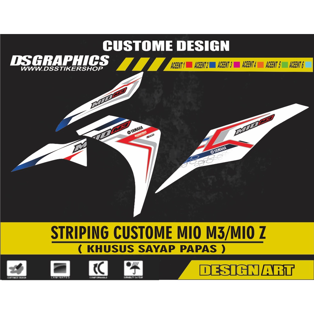 Jual striping custom mio m3 full bodi warna putih lis biru merah ...