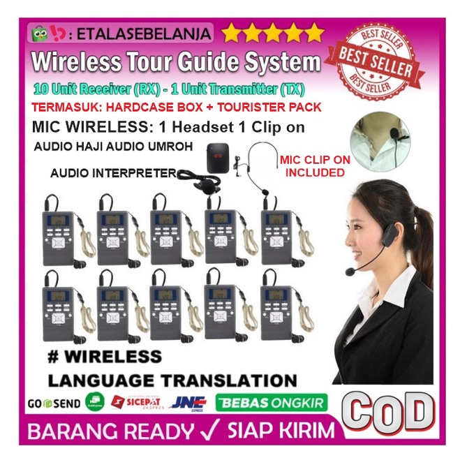 Jual Wireless Tour Guide System - Translator System - 1 Transmitter TX dan 10 Receiver RX ...