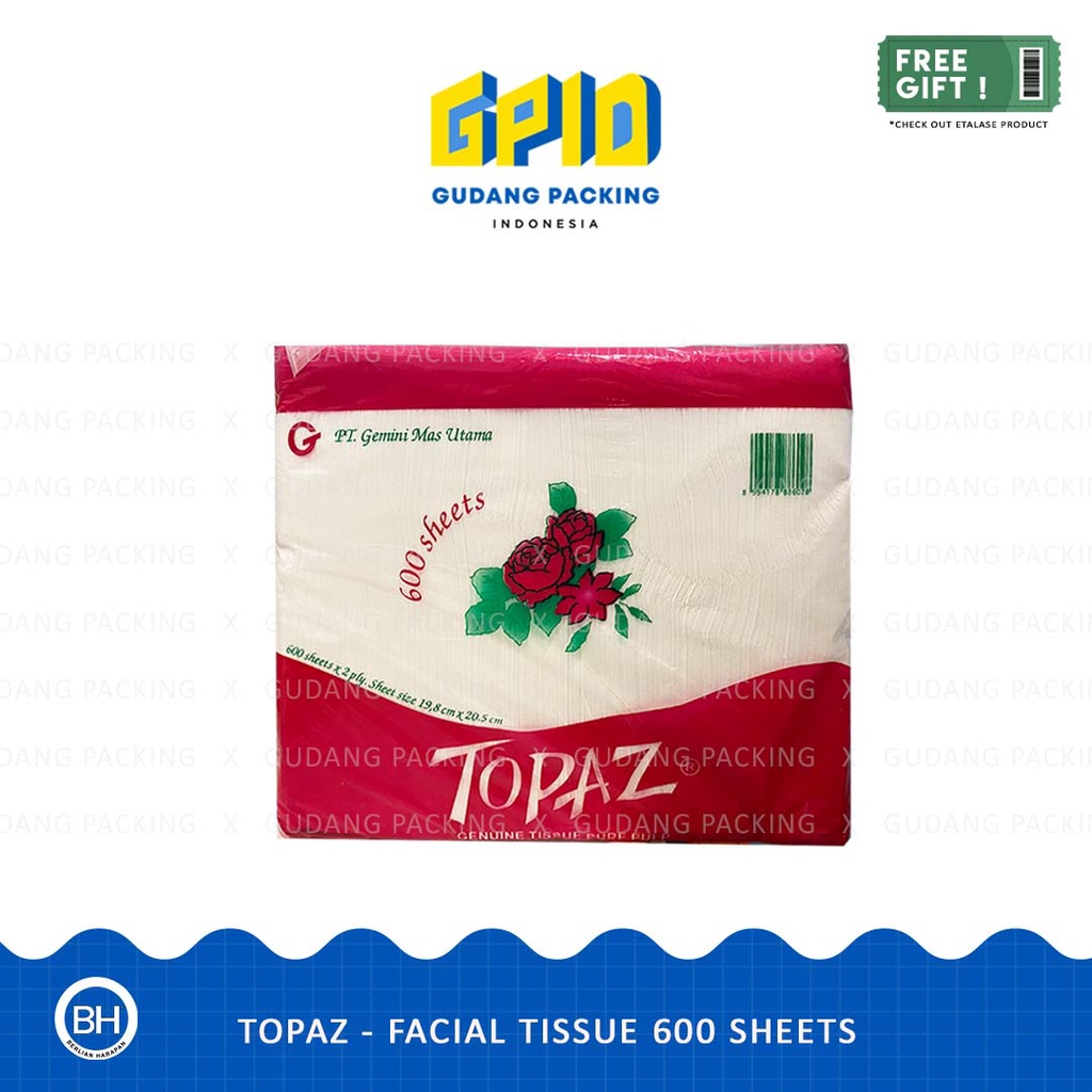Jual TOPAZ - Tissue Facial / Rumah 600 Sheets 2 Ply | Shopee Indonesia