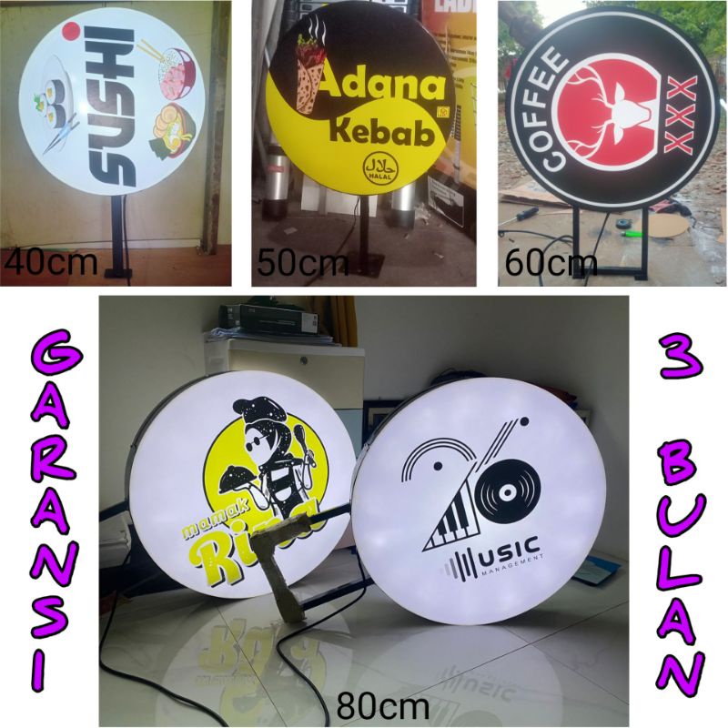 Jual neon box bulat 60cm 2 sisi | Shopee Indonesia