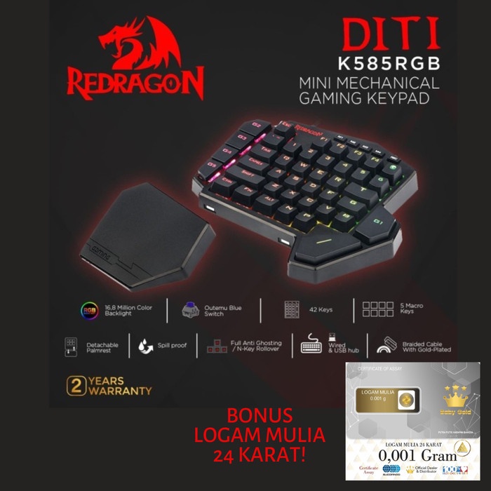 Jual Keypad Gaming Redragon Mini Mechanical Gaming & USB Hub RGB DITI - K585RGB | Shopee Indonesia