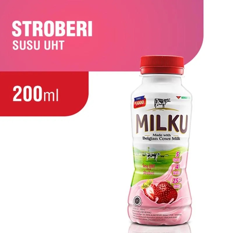Jual Susu UHT Milku 200ml Strawberry / Milku Susu UHT | Shopee Indonesia
