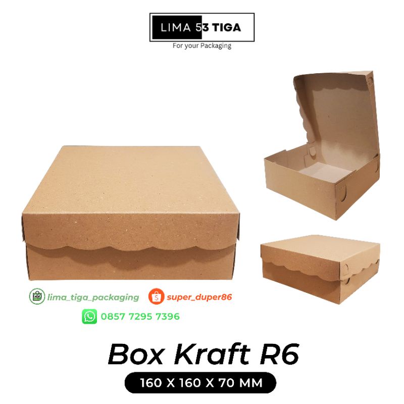 Jual BOX KRAFT R6 COKLAT 16x16x7 (min.order kelipatan 10)tebal 350 gsm ...
