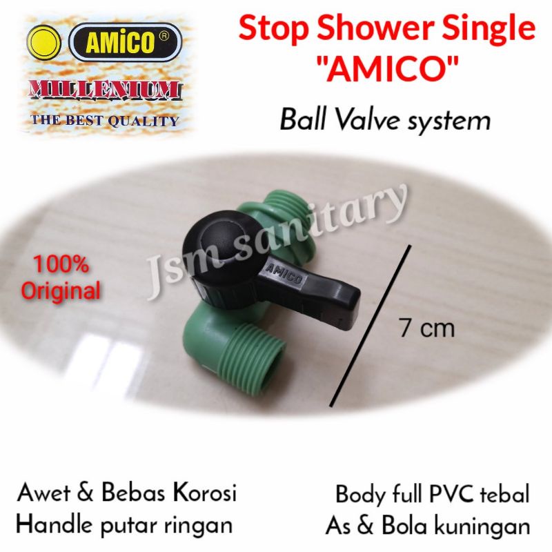 Jual Amico Stop Kran Shower PVC Bola Kuningan. Single & Double uk. 1/2 ...