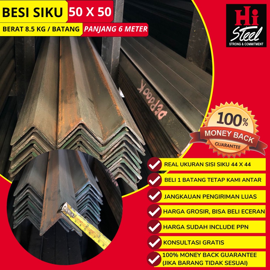 Jual Besi Siku 50 X 50 X 2.5mm X 6m | Shopee Indonesia