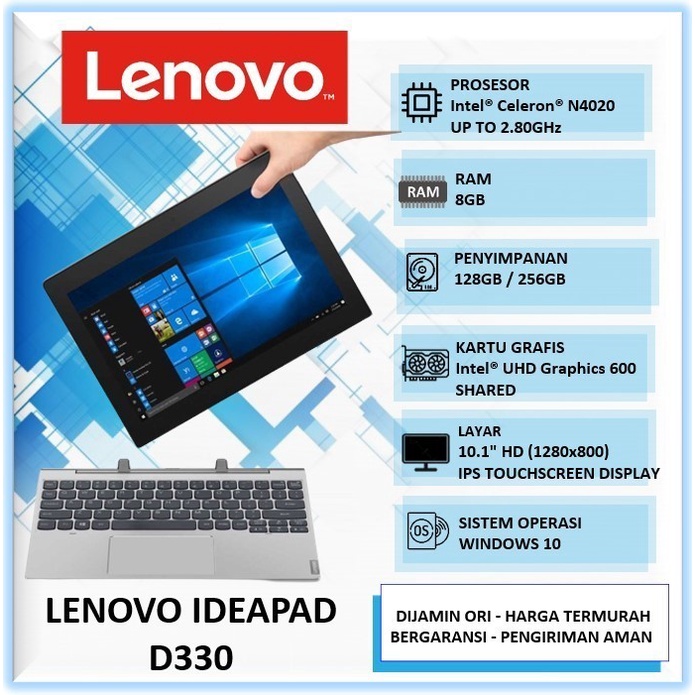 Jual LAPTOP TABLET 2IN1 Lenovo Ideapad D330 Intel N4020 RAM 8GB 128GB ...