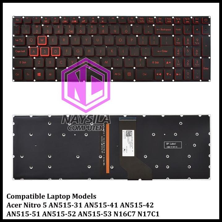 Jual Keyboard Acer Nitro 5 An515 An515-52 An515-53 N16C7 N17C1 Red ...